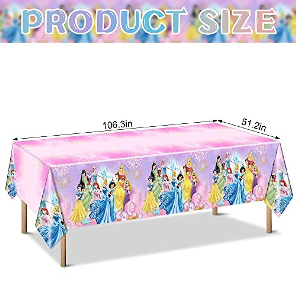 3Pcs Princess Plastic Table Cover for Birthday Party Larger Princess Party Birthday Tablecloth Baby Shower Birthday Party Decorations Supplies 106 * 51 Inch