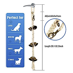 Maume Dog Bell for Door Potty Training, Adjustable Hanging Door Bell Length for Small, Medium and Large Dogs to Go Outside 2 Packs (Rustic Gold)