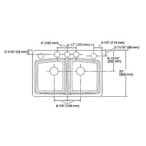 KOHLER K-5846-5U-0 Brookfield Under-Mount Double-Equal Bowl Kitchen Sink with 5 Oversized Faucet Holes, White