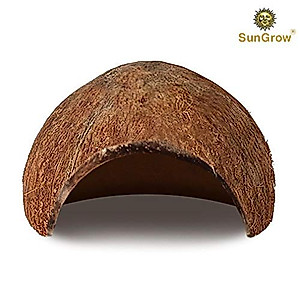 SunGrow Cichlids & Cory Fish Cave, Habitat Made from Coconut Shell, Soft-Textured Smooth Edged Spacious Hideout, for Resting and Breeding