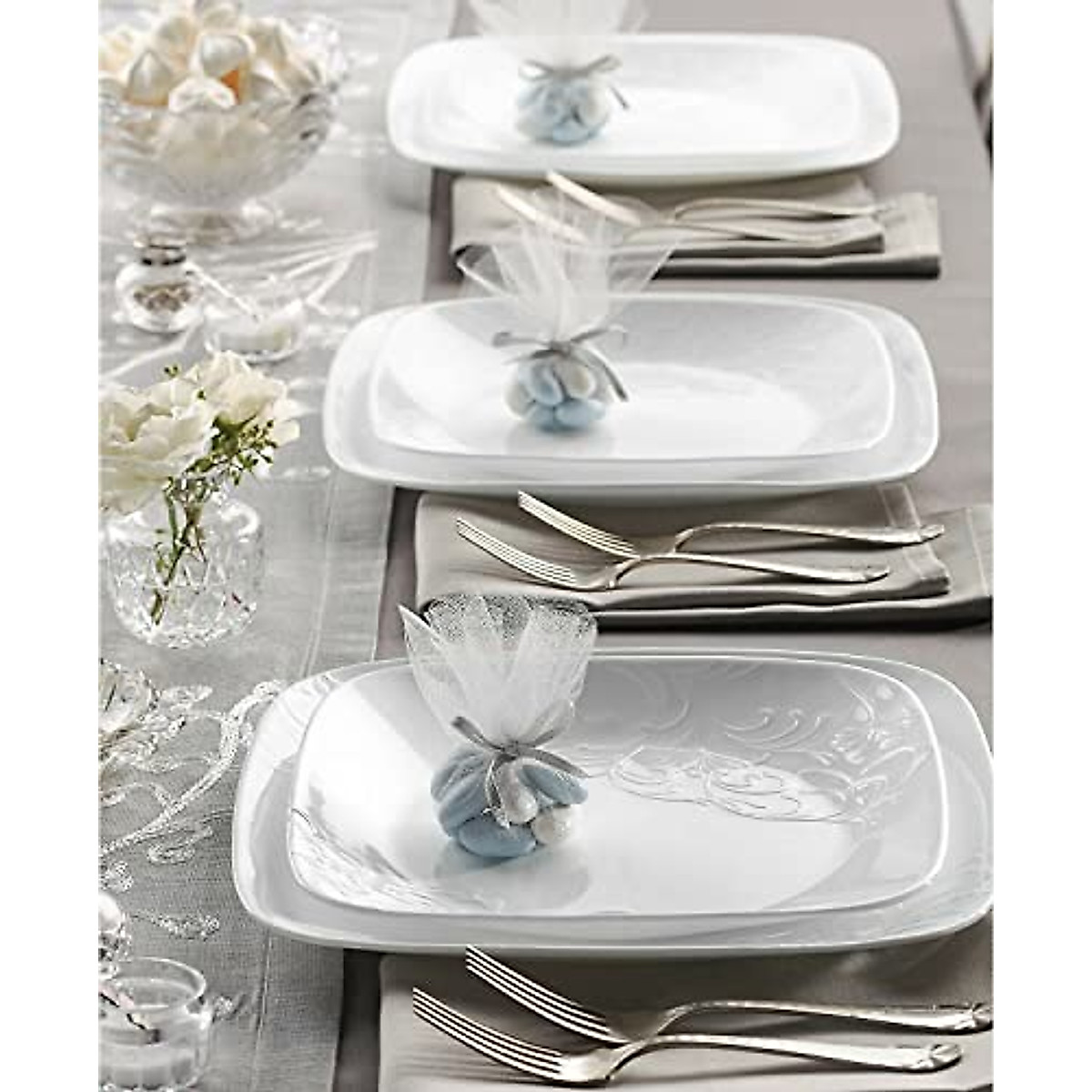 CORELLE Boutique Cherish Embossed Square 16-pc Set