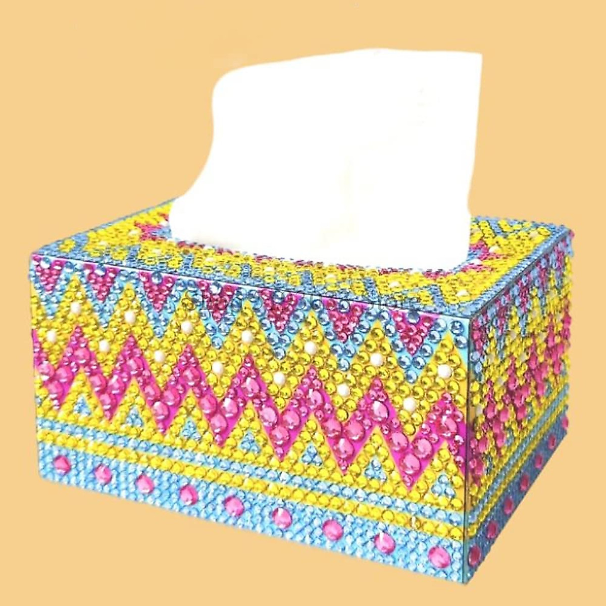 5D Diamond Painting Box Storage Containers,Diamond Painting Tissue Box Cover, Paper Facial Tissue for Bathroom Countertop Night Stand Kitchen Dining Table Bedroom Office Car (C,14.5x7.7x10.5cm)