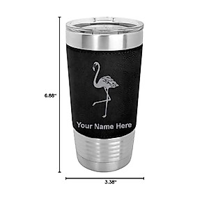 LaserGram 20oz Vacuum Insulated Tumbler Mug, Flamingo, Personalized Engraving Included (Faux Leather, Black)