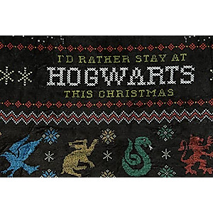 Northwest Harry Potter I'd Rather Stay at Hogwarts Holiday Plush Throw Blanket 46' x 60'