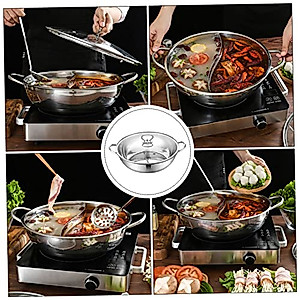 Angoily Stainless Steel Mandarin Duck Pot Clear Cooking Pots Korean Cookware Korean Hot Pot Shabu Shabu Cooker Stainless Steel Sauce Pan with Lid Taichi Pot Shabu Shabu Kitchenware Set