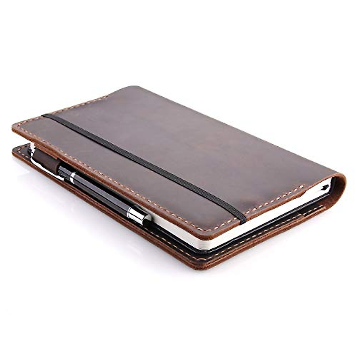 Leather Journal Cover Fits for Moleskine Large Hard Cover Notebook, Handmade Vintage Leather Cover for 5"x8.25" Hardcover Notebooks - Coffee