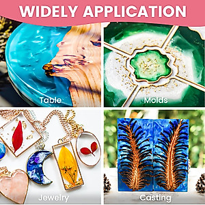 40oz Crystal Clear Epoxy Resin Kit - Non Yellowing Resin Kit for Crafts, Coating, DIY, Casting, Jewelry Making, Tumblers - 20oz Resin & 20oz Hardener with 10 pcs 8 oz Measuring Cups, Sticks and More