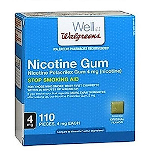 Walgreens Nicotine Polacrilex Gum, 4 MG - Original Flavor - 110 Pieces Stop Smoking Aid