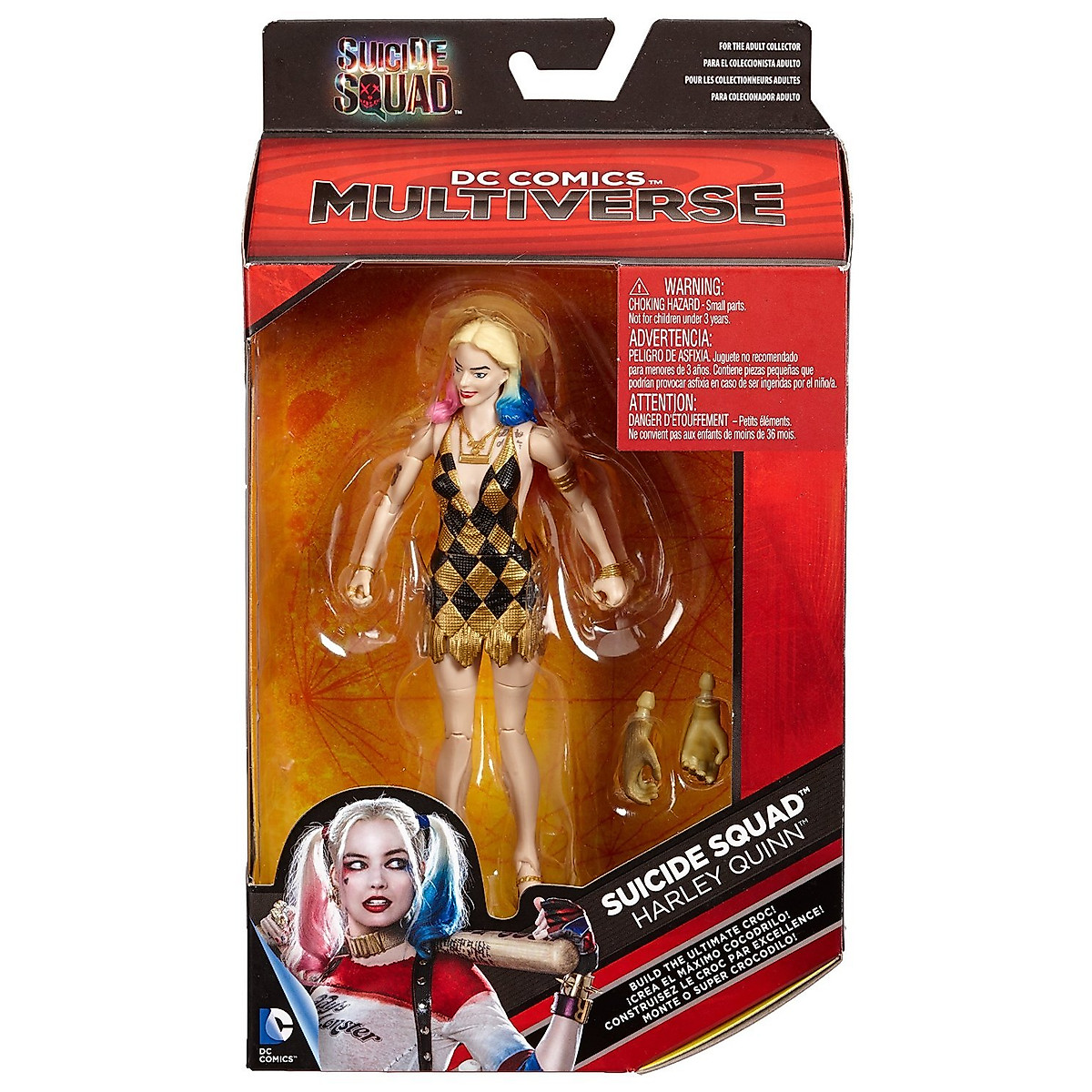 Mattel DC Comics Multiverse Suicide Squad Action Figure, Harley Quinn Collectible Toy with Ultimate Croc Build-A-Parts, Signature Look