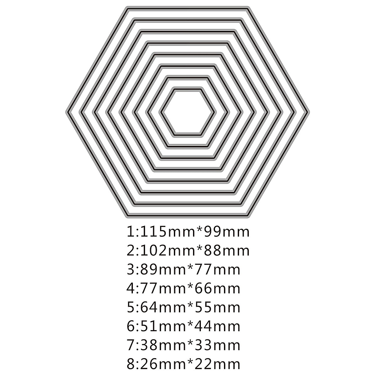 FAWENUCY Scrapbooking Die-Cuts, Layering Frame Metal Cutting Dies for Card Making, Paper Craft Punch Template, Background Embossing Stencils, DIY Album Décor (8 Pcs Hexagon-11.7x10.2cm)