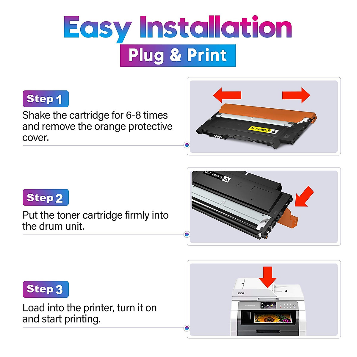 ONLYU Compatible Toner-Cartridge Replacement for Samsung CLT-406S CLT-K406S CLT-C406S CLT-M406S CLT-Y406S for Samsung Xpress C460FW C460W C410W (1Black,1Cyan,1Magenta,1Yellow)