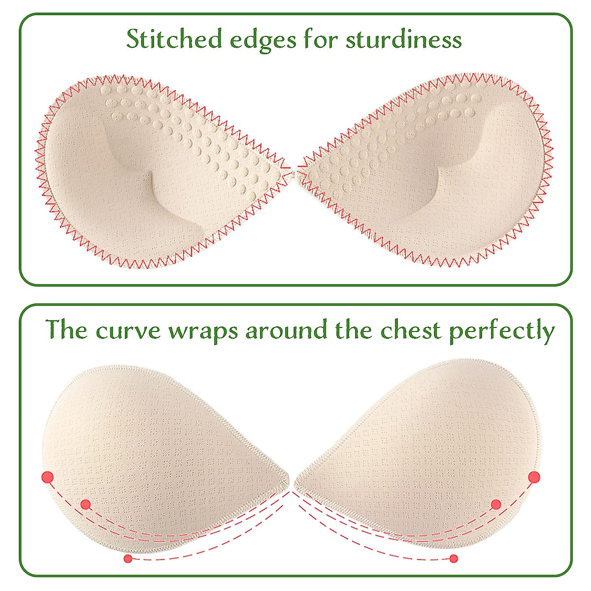 KOOAAICCHI Bra Pad Inserts Removable Bra Cups Inserts Bra Pads Sewed for Women's Sports Cups Bra - L