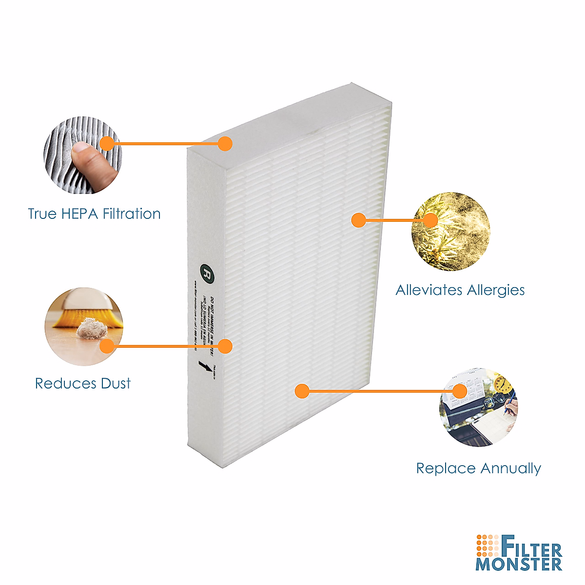 True HEPA Replacement Filter Compatible with Honeywell HEPA R Filter (HRF-R2) for HPA090, HPA100, HPA200, HPA250 and HPA300 Series Air Purifiers (2 Pack)