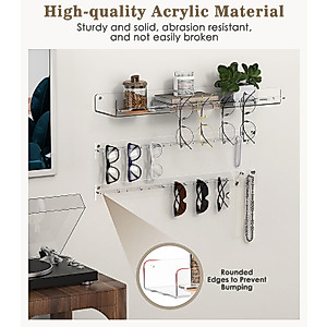 MoKo 3 Pack Acrylic Sunglass Organizer Wall Mount, Clear Sunglass Display Case Storage Hanging Holder for Entryway Living Room Bedroom, Clear