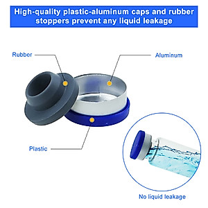 10 ml Clear Glass Vials, 110 Pcs Glass Headspace Vial with Plastic Aluminum Flip Caps and Rubber Stoppers 20mm Transparent Flat Bottom Lab Sample Vial