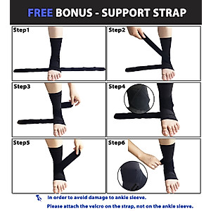 gonicc Professional Foot Sleeve Pair(2 Pcs) with Compression Wrap Support(Large, Black), Breathable, Stabiling Ligaments, Prevent Re-injury, Ankle Brace, Volleyball Protective Gear Ankle Guards