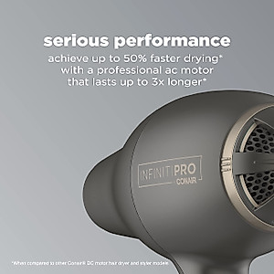 INFINITIPRO BY CONAIR FloMotion Pro Hair Dryer | Personalize Your Drying Experience with Adjustable Airflow | Includes Diffuser and Concentrator