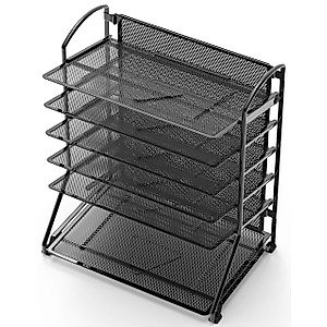Simple Houseware 6 Tier Desktop Document Letter Tray Organizer, Black - 2 Pack