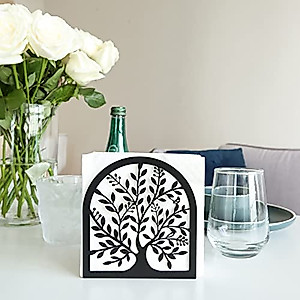 Fobule Napkin Holder for Tables, Vintage Metal Freestanding Tissue Dispenser, Black Cast Iron Vertical Tabletop Paper Napkin Holder Stand for Dinner Home Kitchen Restaurant Picnic Party (Tree of Life)