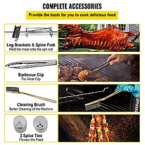 VEVOR Rotisserie Grill 132lbs Capacity, 50 Inch Stainless Steel Pig Lamb Spit Grill Roaster, with 40W Motor & Adjustable Height Lockable Casters & Baffle for Outdoor Camping Party Campfire Barbecue