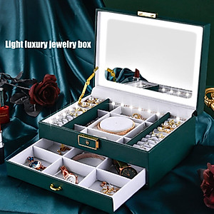 Jewelry Box Lingge Jewelry Box Multilayer Jewelry Box LED Makeup Jewelry Pull-Out Jewelry Box Storage