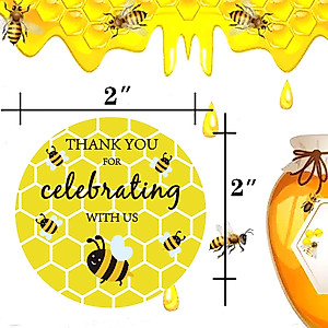 wootile Honey Bee Thank You Stickers 200 Pcs Bee Baby Shower Favor Label 2 Inch Thank You for Beeing Stickers Bzzz-Ness Sticker for Jars Bottle Gift Box Birthday Baby Shower Party Favor Label Stickers