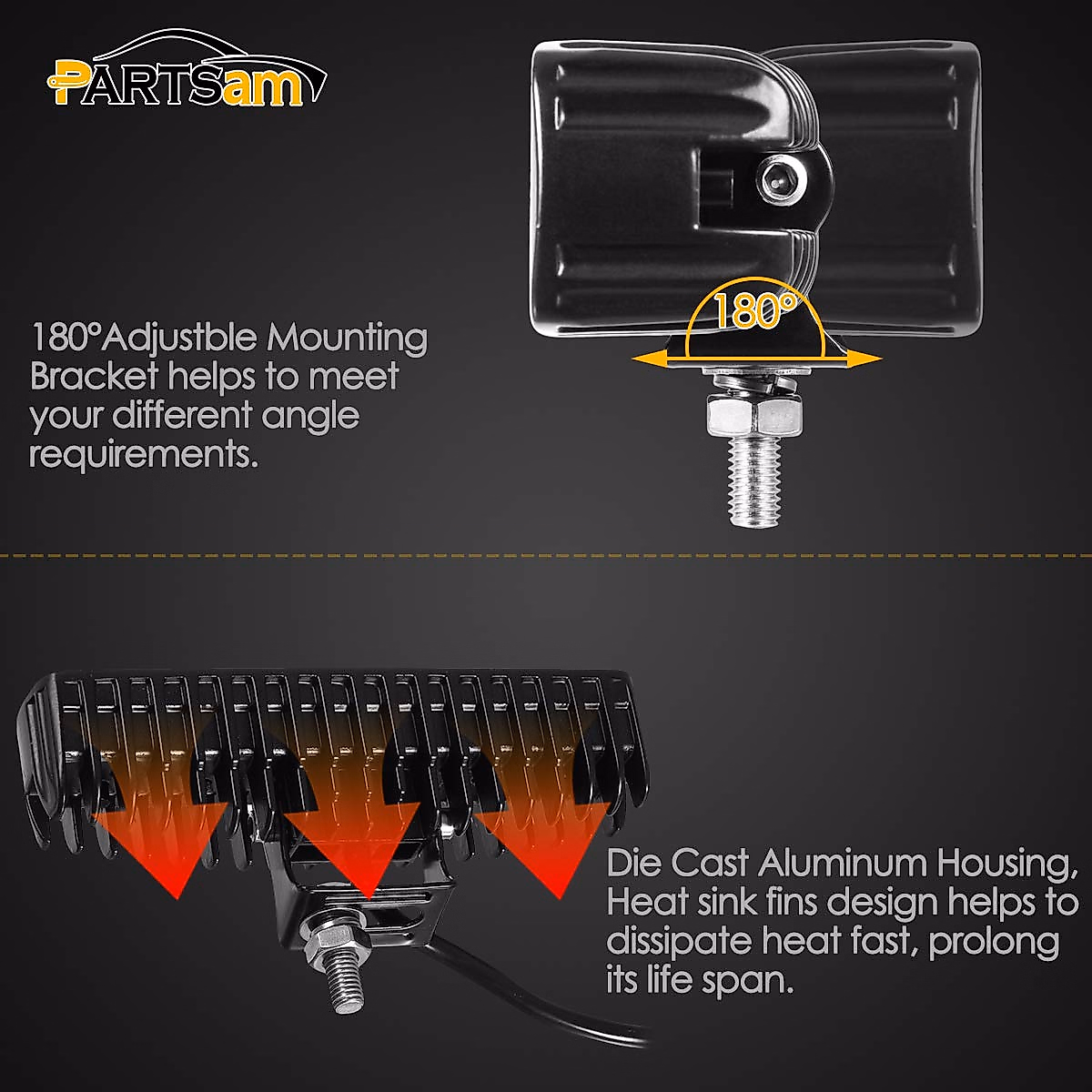 Partsam 6" LED Light Bar White 36W 6500K Super Bright Spot Work Pods Single Row Off Road Driving Fog Boat Light Waterproof SUV ATV 4WD Car Truck Golf Cart 12V 24V IP67 (2pcs)