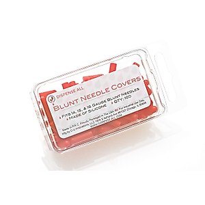 Dispense All - Blunt Needle Covers, Red, Fits 14, 15, & 16 Gauge (QTY 100)