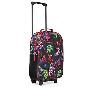 Marvel Kids Suitcase for Boys Foldable Trolley Hand Luggage Bag Carry On Avengers Travel Bag with Wheels Cabin Bag Wheeled Bag with Handle Spiderman Trolley Suitcase Boys (Multicolor Avengers)