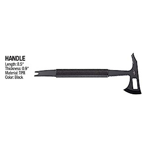 Luna Tech, LTK9501, Dave Young Combat Breaching Tool, 16.75in. Full Length Tang Tomahawk, TPR Handle, Includes Black Sheath with MOLLE System