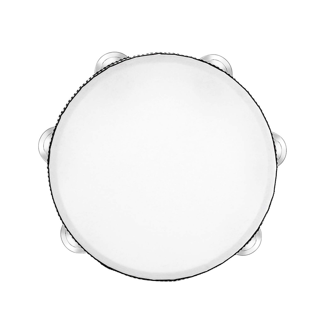 Tambourine for Church 8 inch Hand Held Drum Bell Birch Metal Jingles Percussion Musical Educational Drum Instrument for KTV Party Kids Games by Musfunny (8 inch)