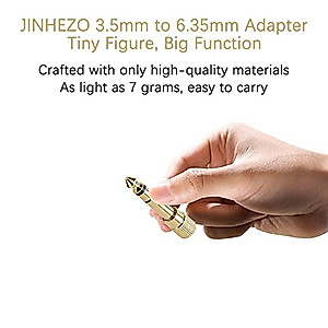 JINHEZO 1/4 to 3.5mm Adapter Headphone Jack, 6.35mm Male to 3.5mm Female Stereo Audio Jack Adapter for Aux Cable, Guitar Amplifier, Headphone, 6 Pack Golden