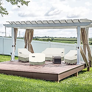 LSongSKY Round Patio Table Cover,Round Patio Table Covers For Outdoor Furniture Waterproof,Suitable For 36 inch Round Patio Table(36"DIA x 23"H),White&Grayish Green