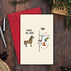 Kirynurd Hilarious 50th Birthday Card, Funny 50th Birthday Card, Unicorn 50 Years old Birthday Card