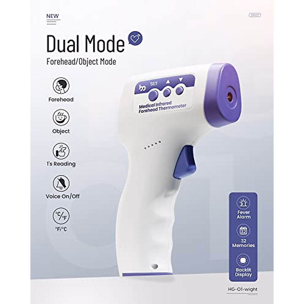 Femometer Baby Thermometers, Forehead Thermometer for Adults and Kids, Digital Infrared Thermometer with Fever Alarm and Memory Function