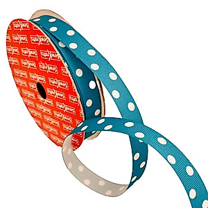 Grosgrain Polka Dot Ribbon for Gift Wrapping, Hair Bows & Party Decorations - 5/8" x 10 Yards, Perfect Easter Ribbon for Spring Crafts, Multi-Purpose Festive Ribbon [Sea Green]