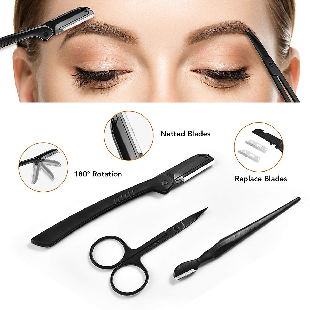 Eyebrow Kit, Multipurpose Exfoliating Dermaplaning Tool Face kits for Women Girl, Eyebrow Grooming Set (9 in 1)