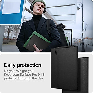 Spigen Stand Folio Designed for Microsoft Surface Pro 11 / Surface Pro 10 / Pro 9/8 Case Cover with Pen Holder (2024/2022/2021) - Black