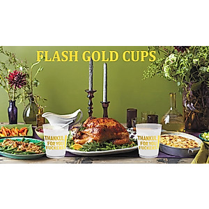 Thankful for You Cups, Happy Friendsgiving Cups, Friendsgiving Decorations, Friendsgiving Party Decorations, Friendsgiving Drinking Cups, BZ Thanksgiving Party Decorations (Gold Foil,16 Count,16 Oz.)