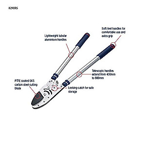 Spear & Jackson 8290RS Razorsharp Heavy Duty Telescopic Ratchet Anvil Loppers, Multicoloured