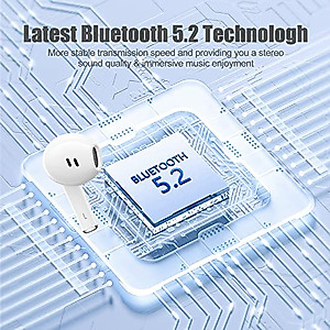 KCOOL Wireless Earbuds, HiFi Stereo Earphones Bluetooth 5.2 Headphones, Noise Reduction, Auto Pairing Mini Earbuds 30 hrs Playtime with Charging Case for Sports/Work, Gifts for Dad/Him