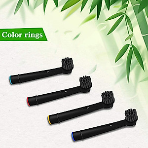 WuYan 16pcs Bamboo Charcoal Brush Heads for Oral B, Replacement Heads Rotation Type Electric Toothbrush Heads, for Pro Health/Triumph/Advance Power/3D Excel, Black Family Pack