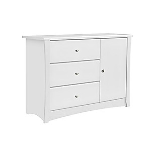 Storkcraft Crescent 3 Drawer Combo Dresser (White) – Baby and Kids Bedroom Organizer, Nursery Chest, Storage Dresser With Drawers, Universal Design