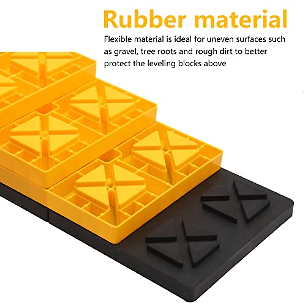 Homeon Wheels RV Leveling Blocks, Heavy Duty 6 Packs Camper Leveling Blocks with 4 Blacks Leveling Pads Prevent The Leveling Blocks from Cracking Due to Uneven Stress