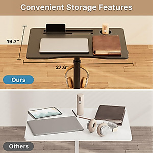 JYLH JOYSEEKER Mobile Standing Desk, 28 inch Height Adjustable Rolling Laptop Desk, Pneumatic Sit Stand Desk with Lockable Wheels, Portable Desk Workstation for Home Office, White