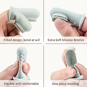 Moonkie Baby Toothbrush Finger Toothbrush Oral Cleaner Kit for 3 Months +, 2 Pcs (Clay/Ivory)