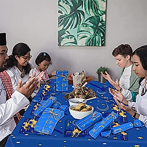 Bolsome 100 Sheets 20 * 14 Inches Eid Mubarak Tissue Wrapping Paper Blue and Gold Tissue Paper for Gift Bags for Ramadan Eid Al-fitr Gift Wrapping and DIY Crafts