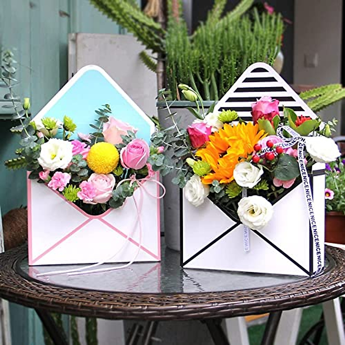 BBJ WRAPS Flower Arrangement Boxes Floral Envelop Box Premium Mixed Style Florist Bouquet Packaging, Perfect for Florists and DIY Lovers, 5 Counts 8x2.8x5.7 Inch (Assorted 5 Patterns)