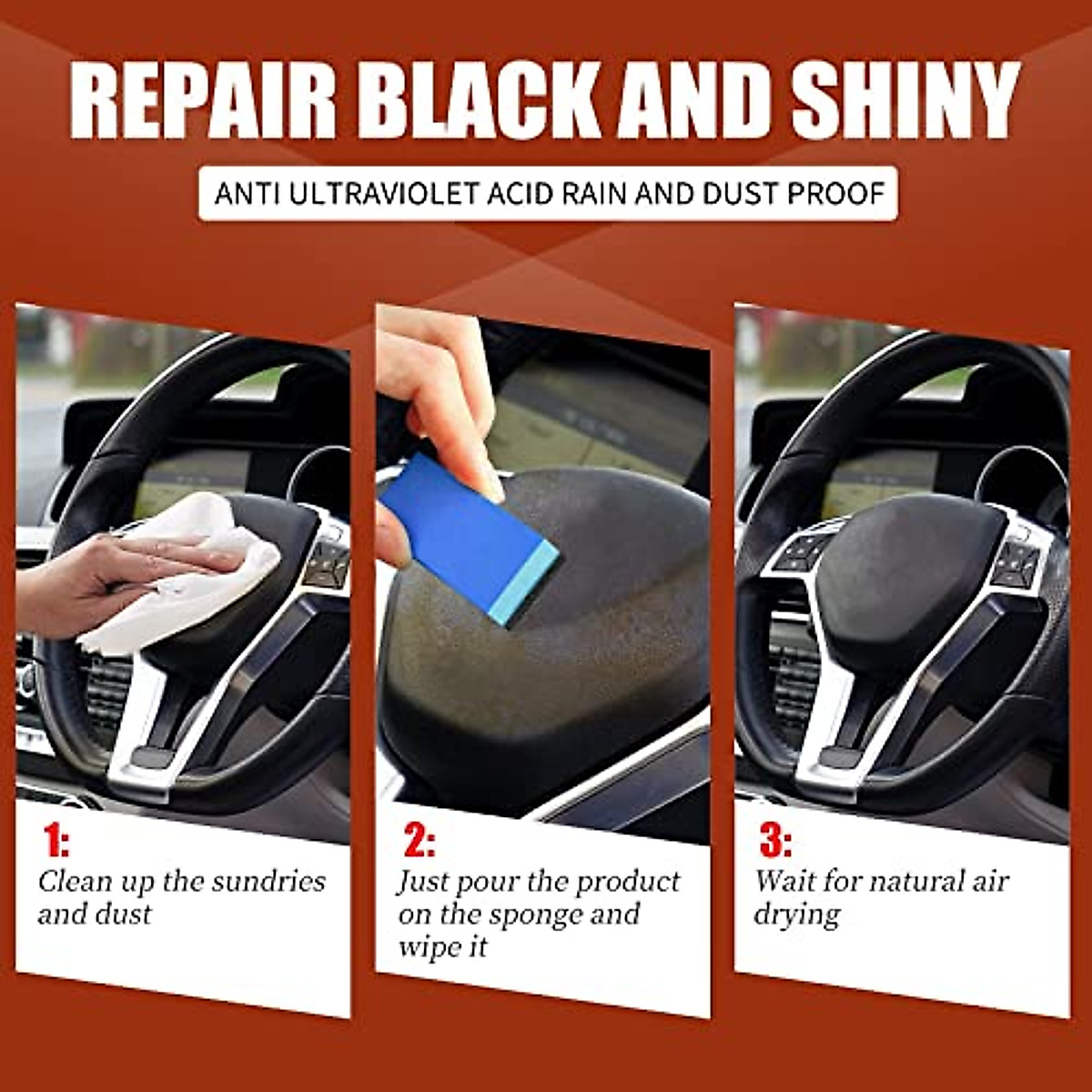 Homezo Plastic Restorer, Homezo Plastic Cleaner Restorer, Icpastuntent Car Rubber Plastic Refurbish, Plastic Parts Refurbish Agent-Make Your Car Shine Like New (3PCS-20ML)