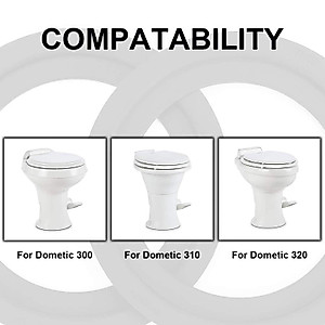 Exerock 385311658 2Pcs Toilet Flush Ball Ring Seal Kit Replacement Compatible with Dometic RV Toilets 300 310 320